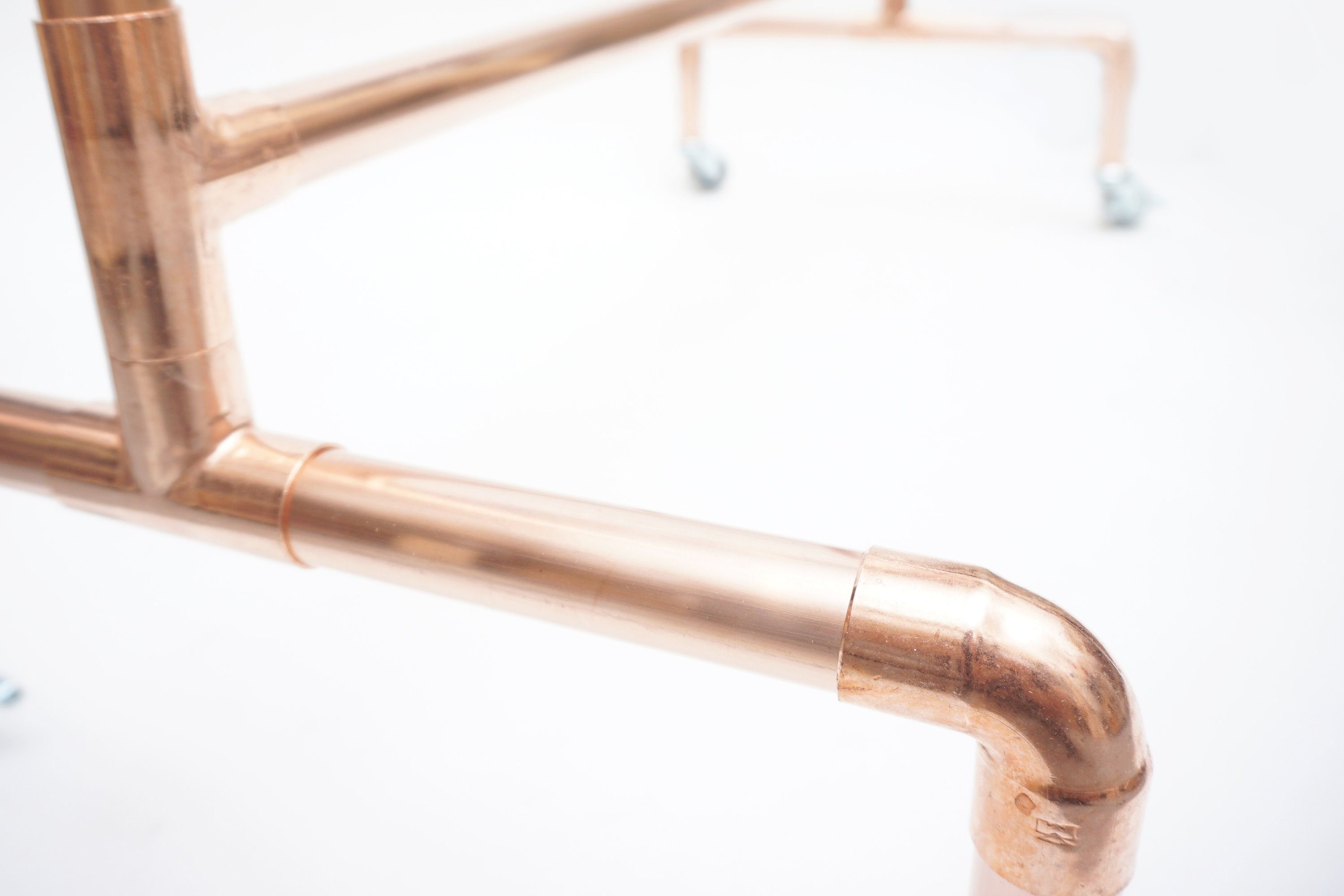 Copper Rolling Rack • Freestanding Clothing / Garment Rack • Wood Rod ...