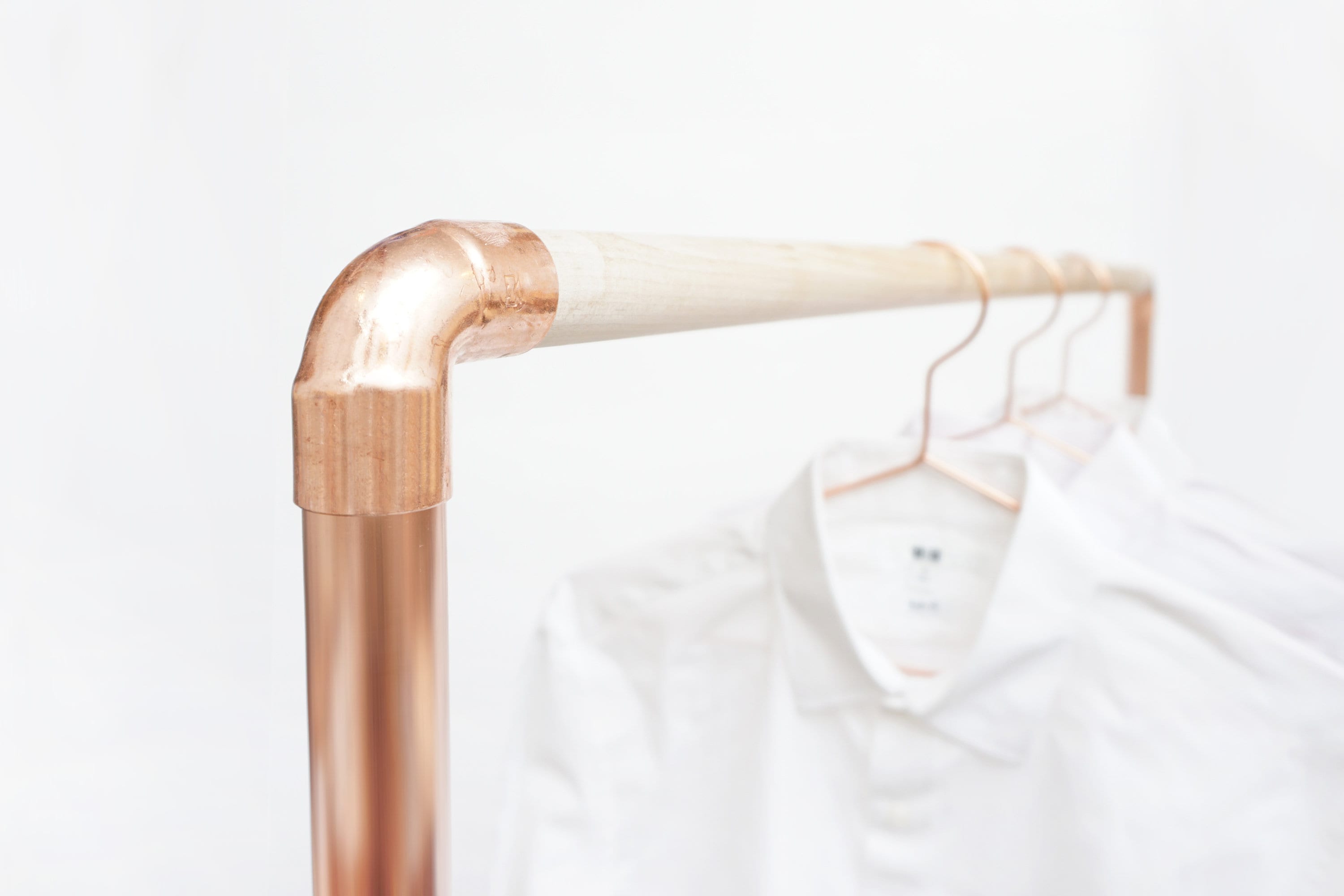 Copper Rolling Rack • Freestanding Clothing / Garment Rack • Wood Rod ...