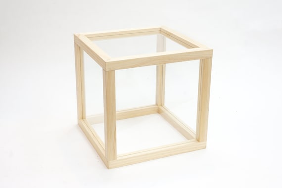Cube Wood Display Case Glass or Acrylic Jewelry - Etsy