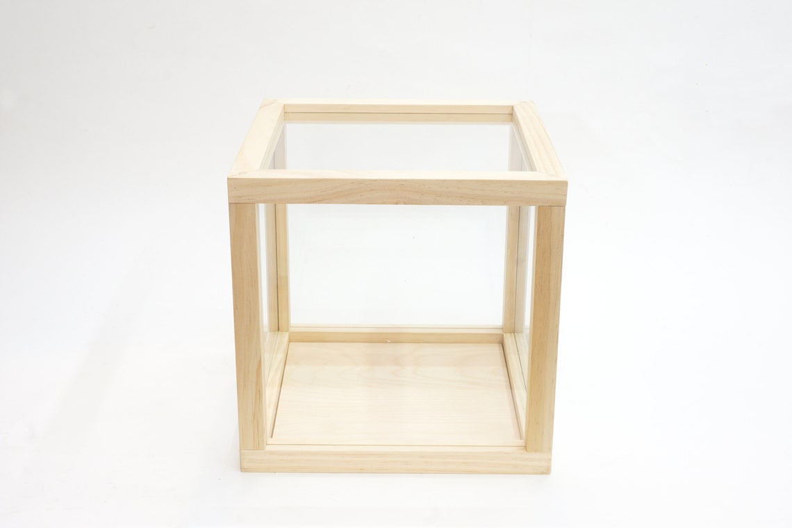 Cube Wood Display Case • Glass or Acrylic • Jewelry + Collectibles - Etsy