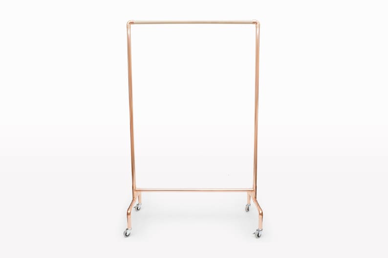 Copper Rolling Rack • Freestanding Clothing / Garment Rack • Wood Rod ...