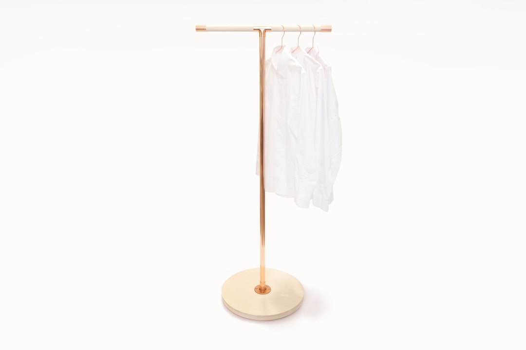 Copper and Wood Clothing Rack Stand • T-rack - Etsy