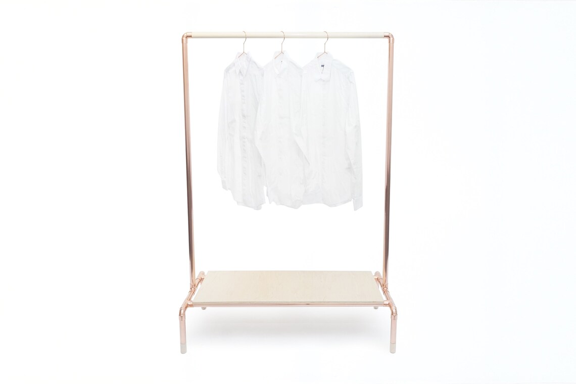 Copper Rack W/ Shelf Freestanding Clothing / Garment Rack | Etsy