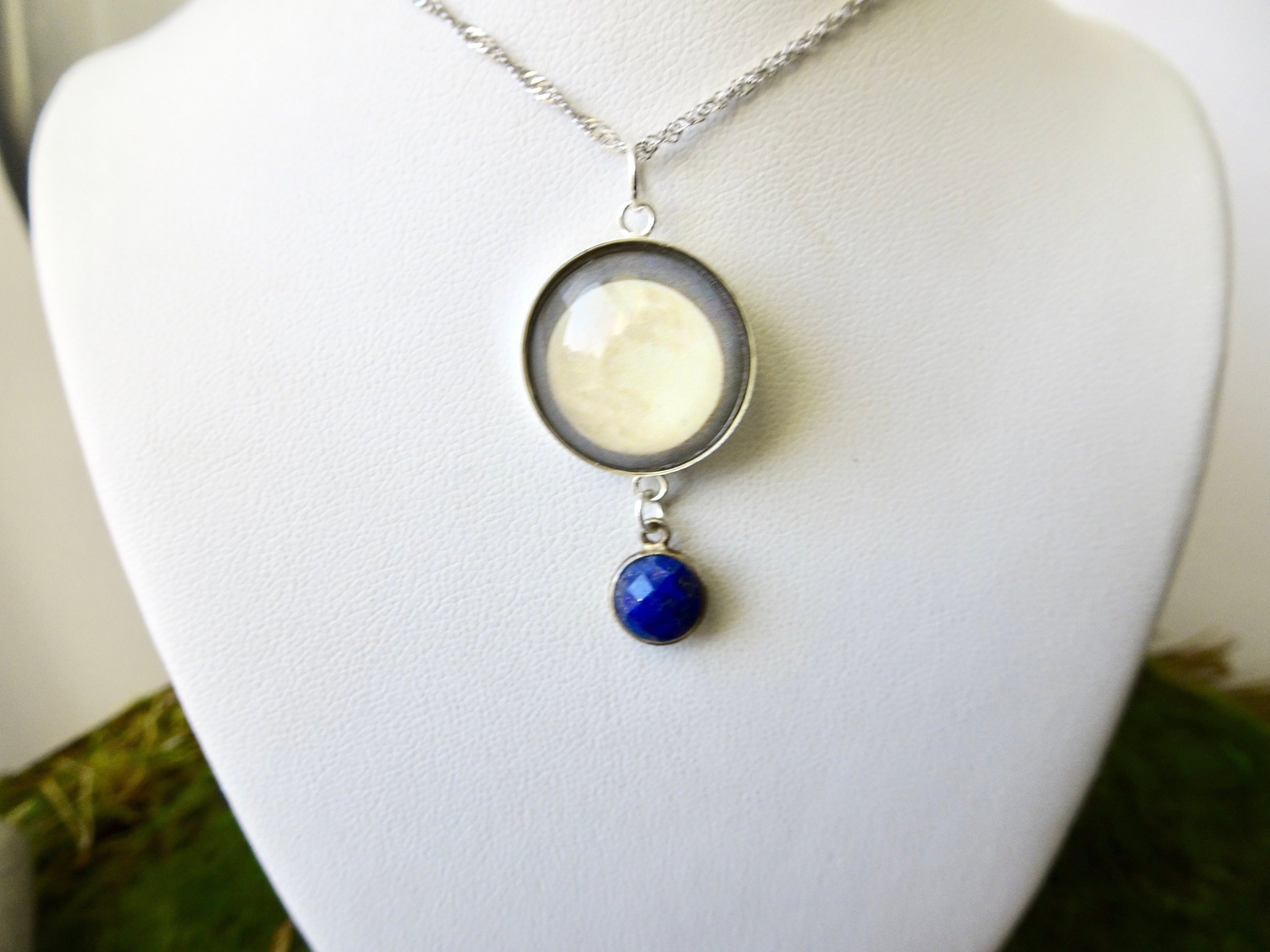 Collar de luna llena de plata colgante de la luna joyería - Etsy España