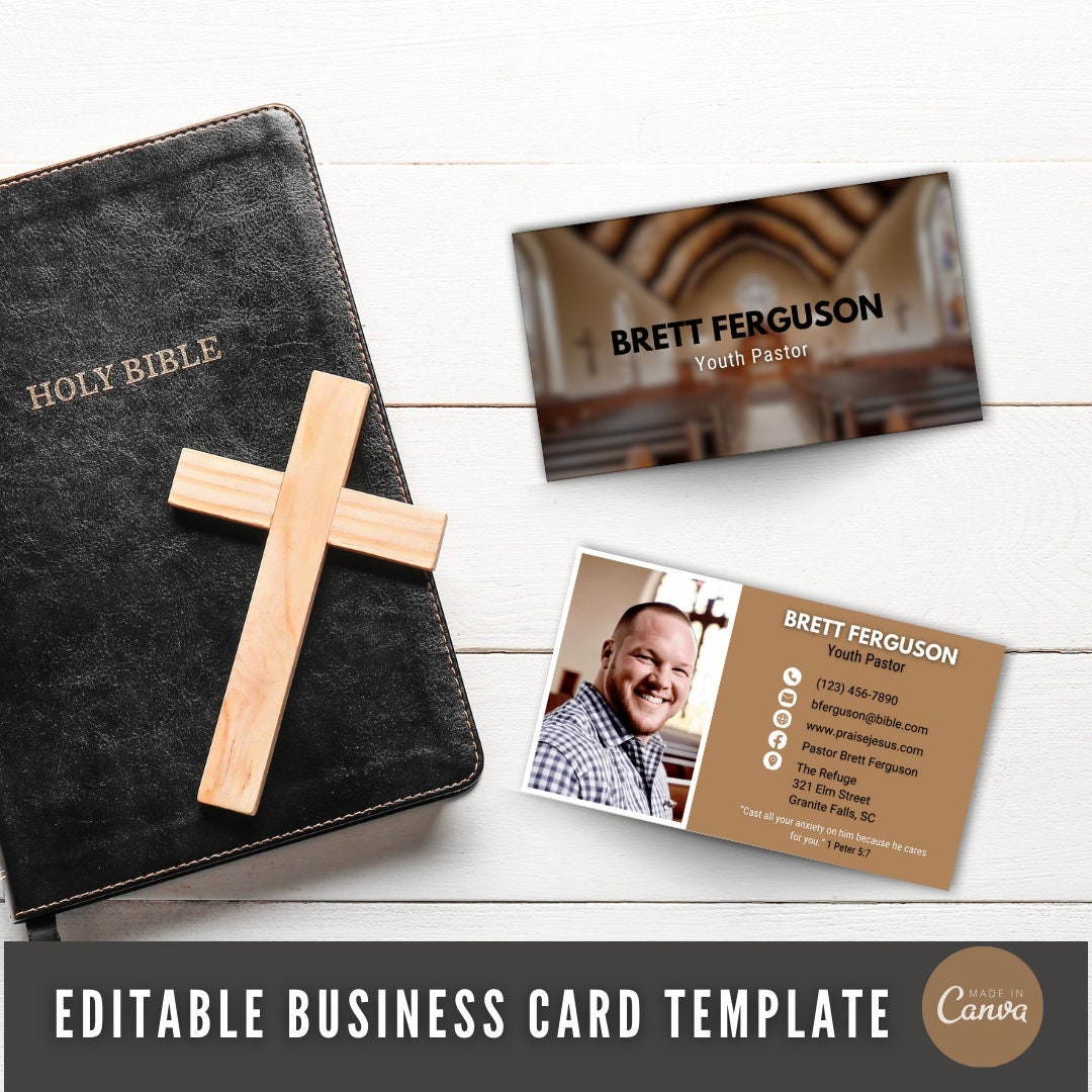Pastor Youth Pastor Church Business Card Template - Etsy