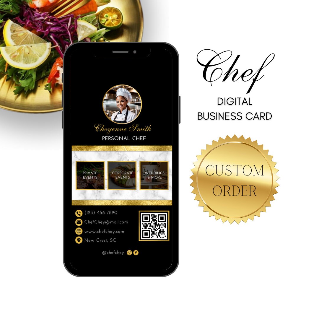 CUSTOM Luxury Fine Dining personal Chef Caterer Baker Black & Gold ...