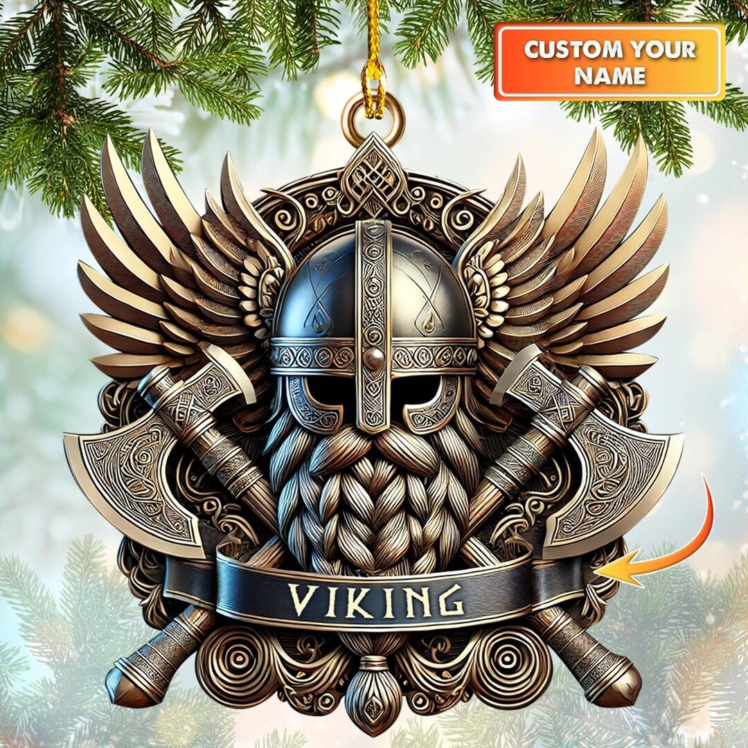 Custom Viking Crest Ornament – Personalized Name Norse Christmas ...