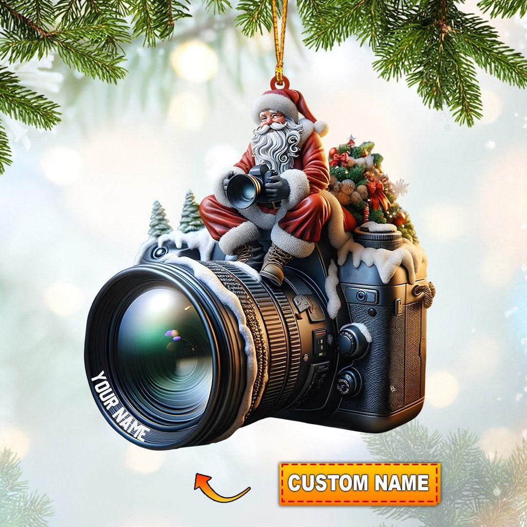 Personalized Photographer Santa Ornament – Festive Santa With Camera ...