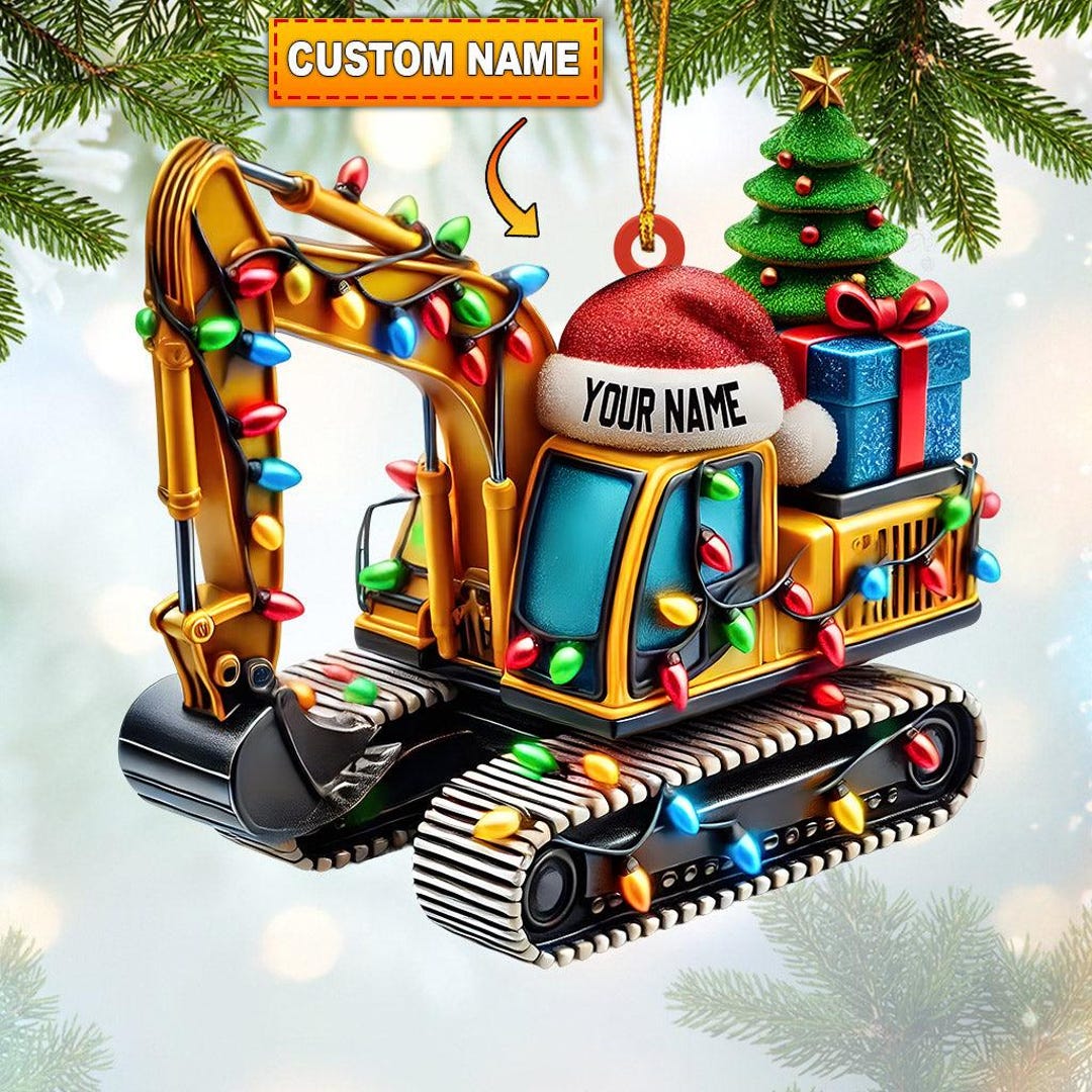 Custom Excavator Christmas Ornament With Name - Personalized Acrylic ...