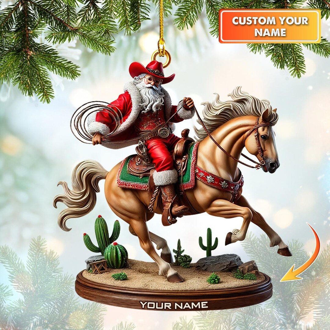 Custom Cowboy Santa Ornament – Personalized Name Western Christmas ...