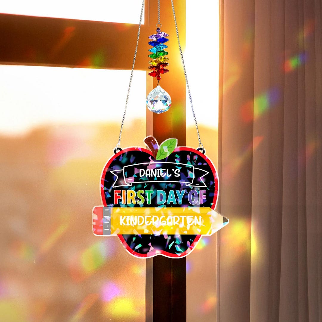 Personalized First Day of School Kindergarten Acrylic Suncatcher With ...