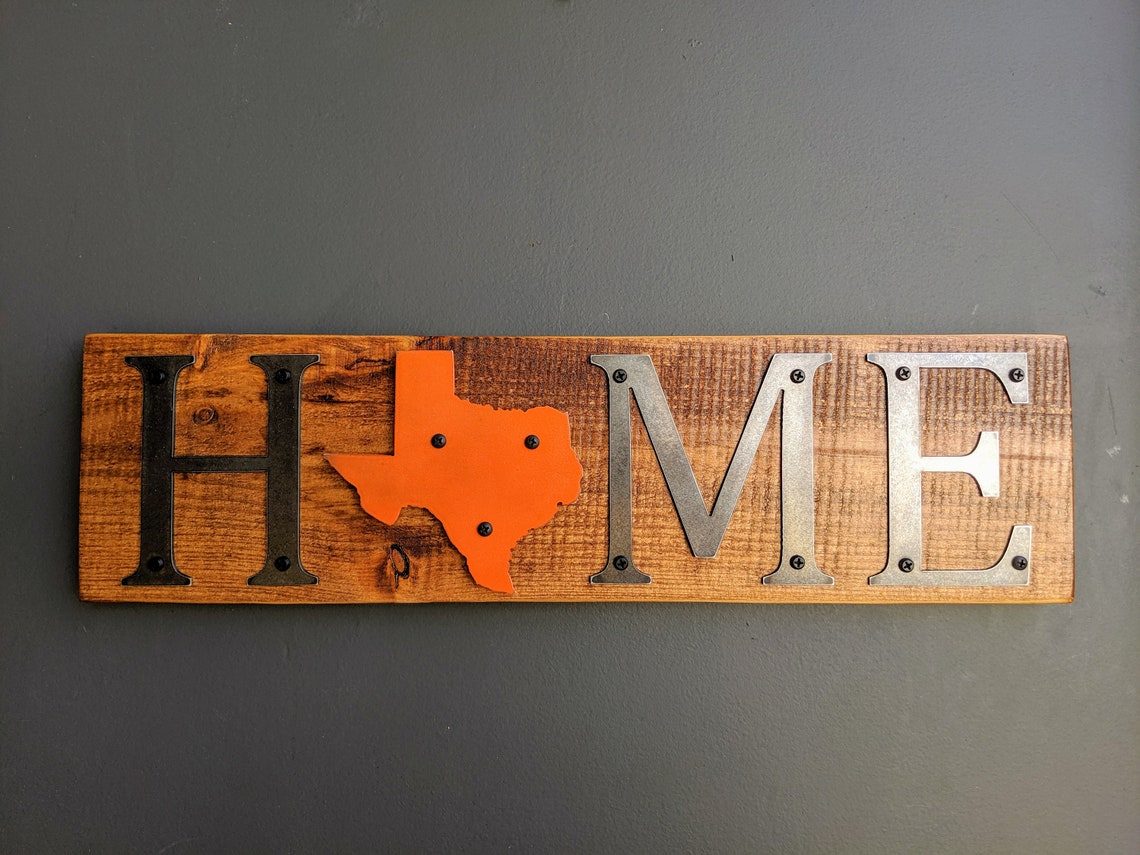 Texas HOME Sign. Rustic Wood and Metal Unframed - Etsy