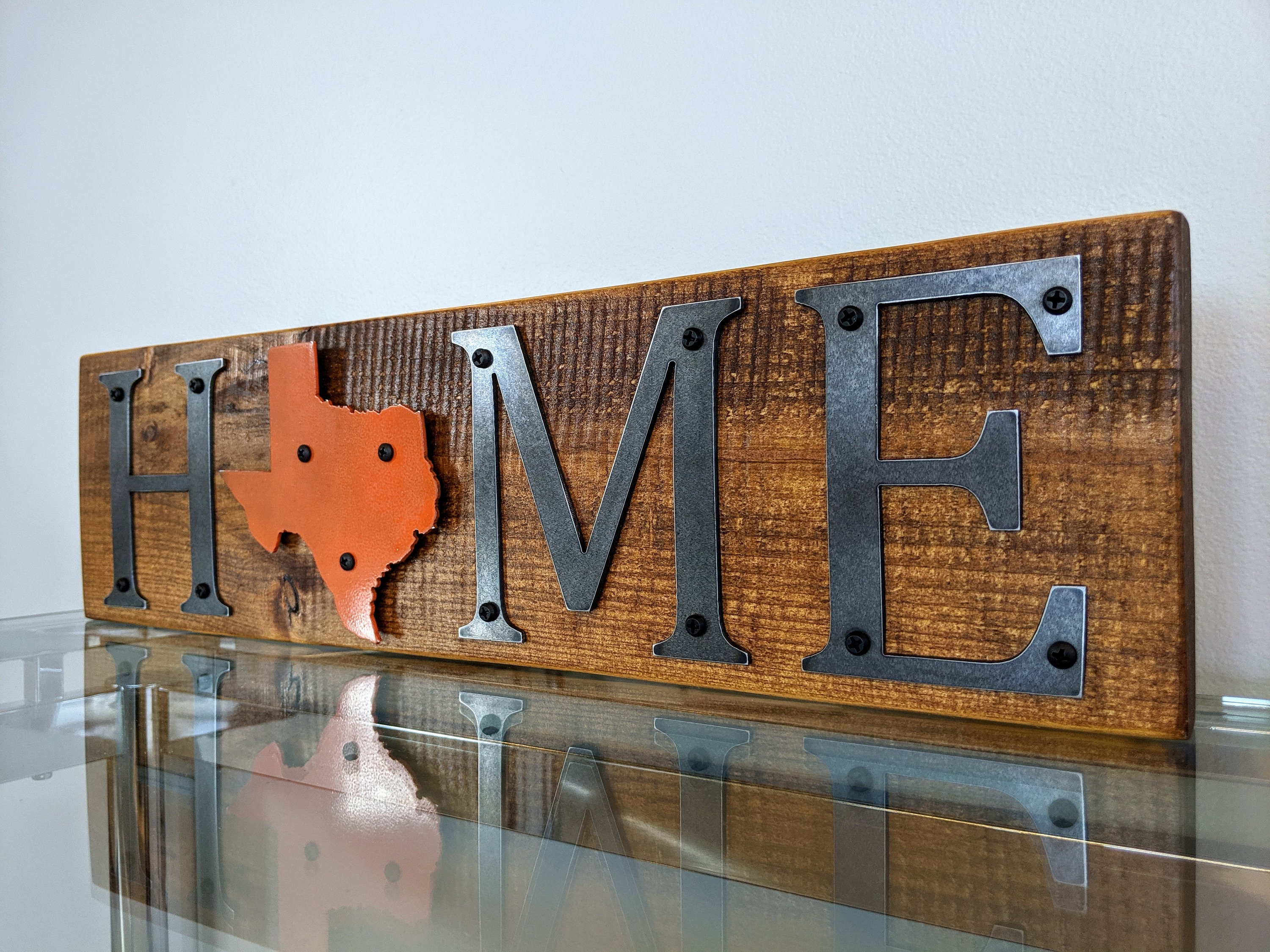 Texas HOME Sign. Rustic Wood and Metal Unframed - Etsy