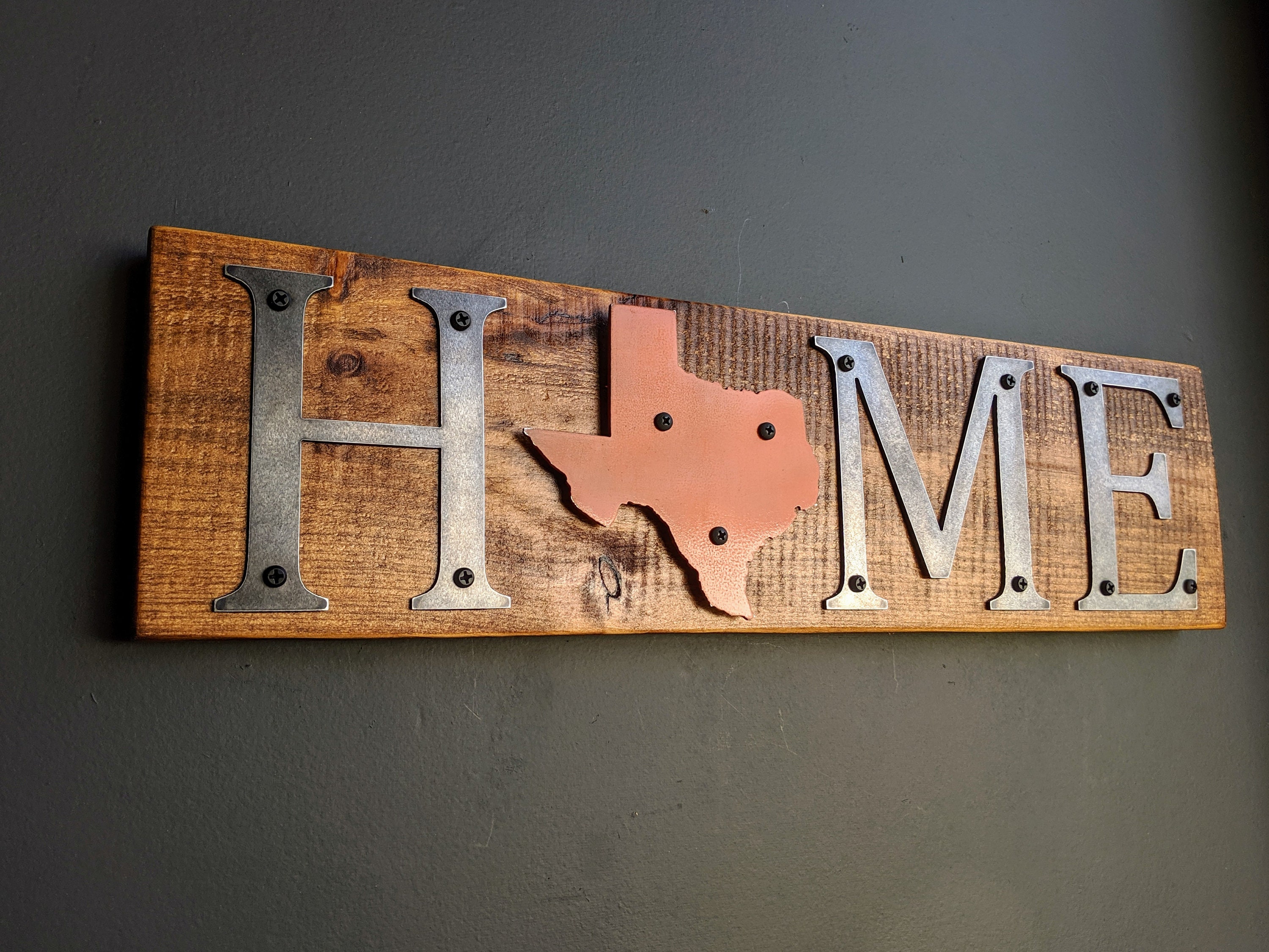 Texas HOME Sign. Rustic Wood and Metal Unframed - Etsy