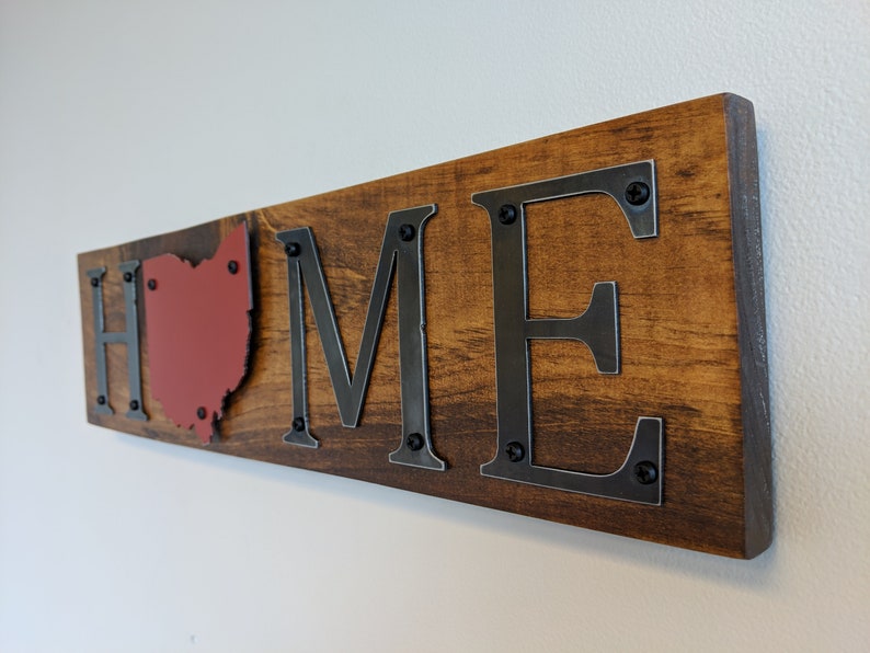 Ohio HOME Sign. Rustic Wood and Metal Unframed | Etsy