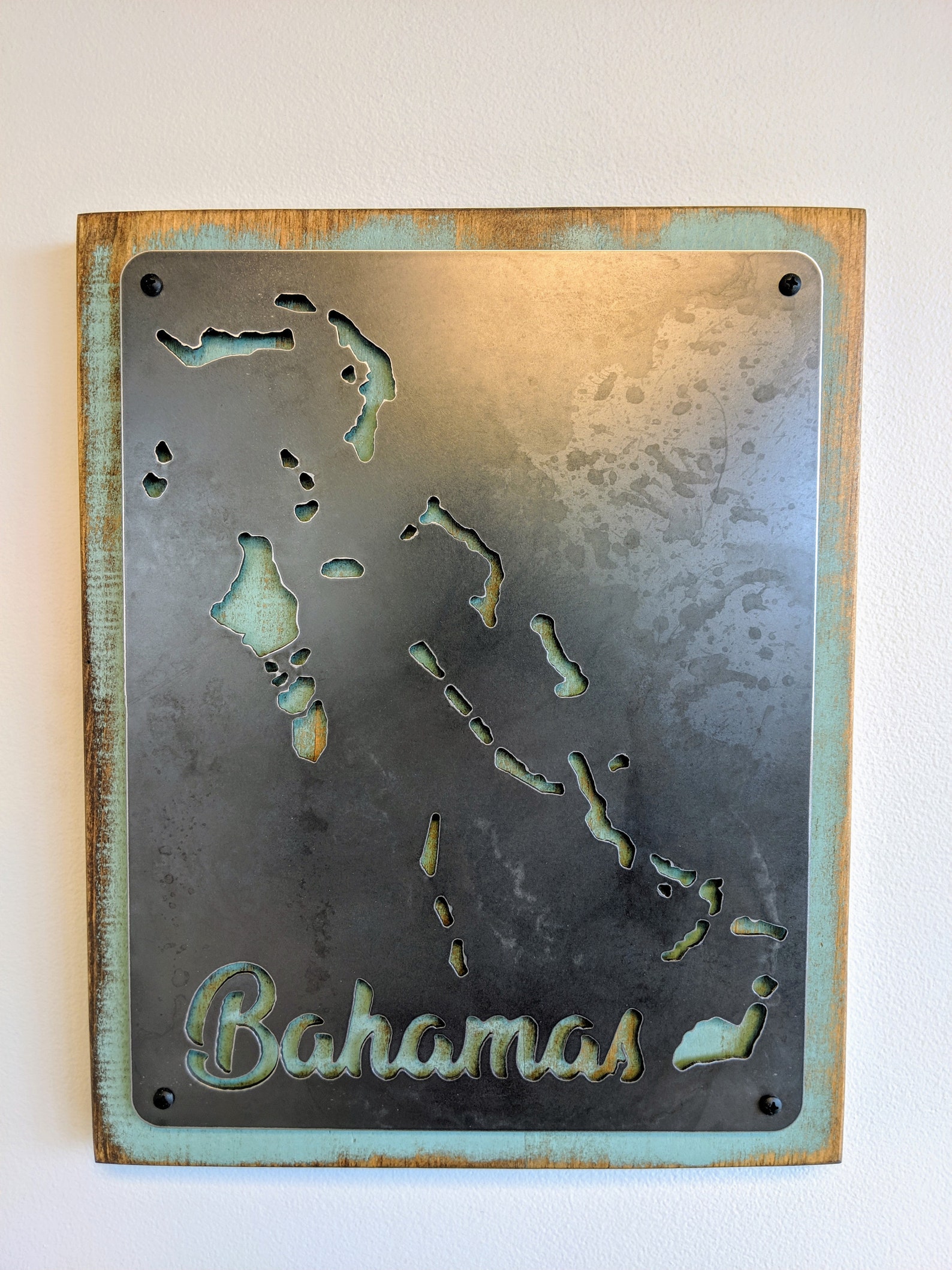 Bahamas Map, Rustic Wood and Metal - Etsy