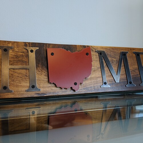 Ohio HOME Sign. Rustic Wood and Metal Unframed | Etsy