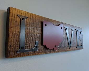 Ohio HOME Sign. Rustic Wood and Metal Unframed - Etsy