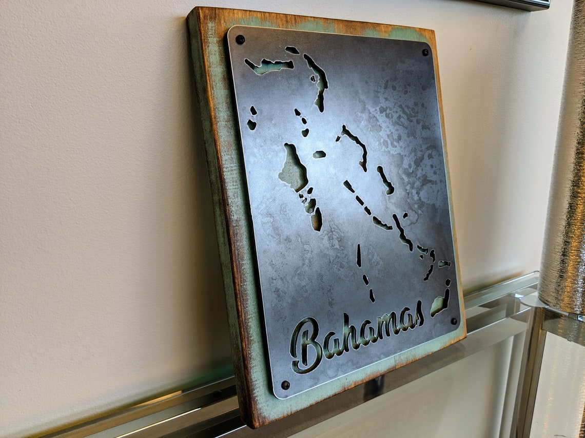 Bahamas Map, Rustic Wood and Metal - Etsy