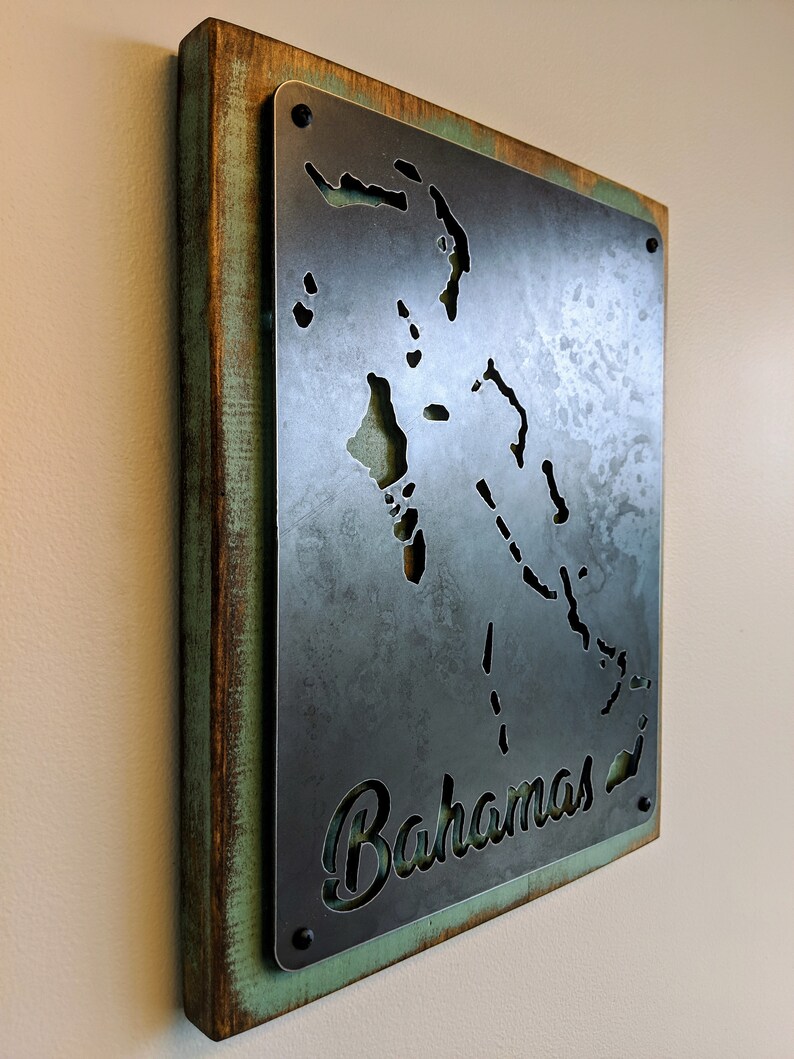 Bahamas Map, Rustic Wood and Metal - Etsy