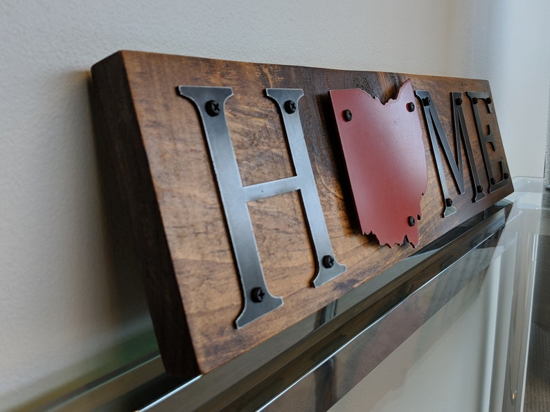 Ohio HOME Sign. Rustic Wood and Metal Unframed | Etsy
