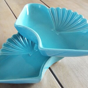 Vintage 1950s-60s Two Lazy Susan Shell Aqua Chip & Dip Trays - Etsy