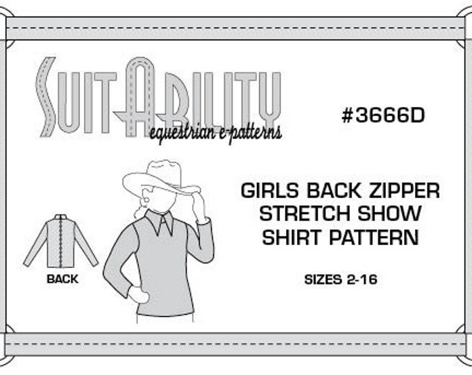 PDF Girls' Western Back Zipper Stretch Show Shirt Pattern - Etsy