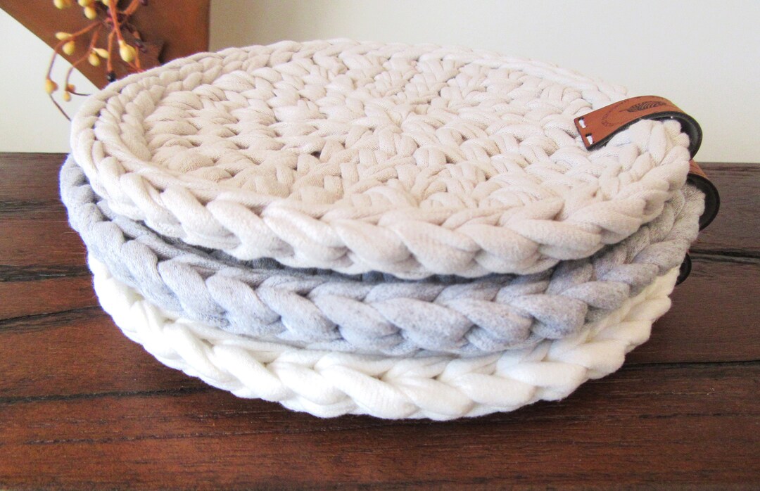 Crochet Kitchen Trivet: Organic Cotton Hot Pad, Modern Farmhouse Decor ...