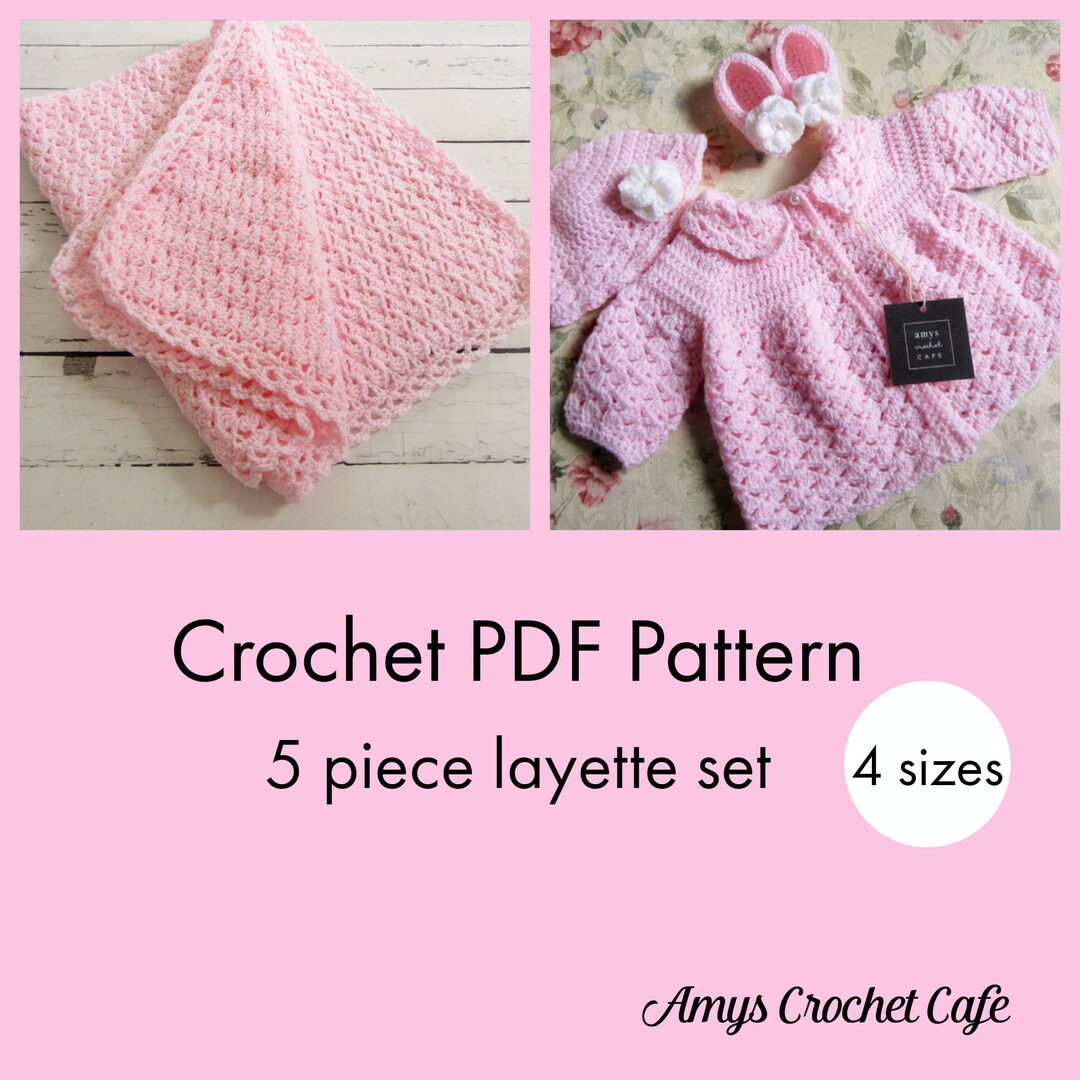 Crochet Baby Layette Set Pattern: Sweater, Blanket, Booties (PDF ...