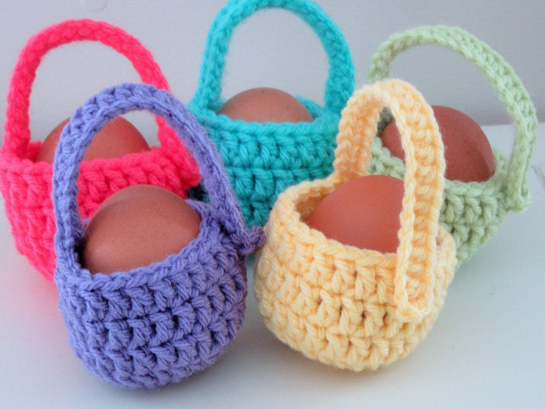 Crochet Easter Basket Set: Handmade Acrylic Mini Egg Baskets - Etsy
