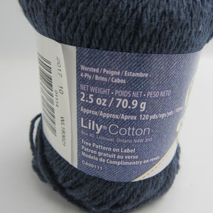 INDIGO BLUE - 2.5 Oz / 120 Yds Lily Sugar and Cream Cotton Yarn Skein ...