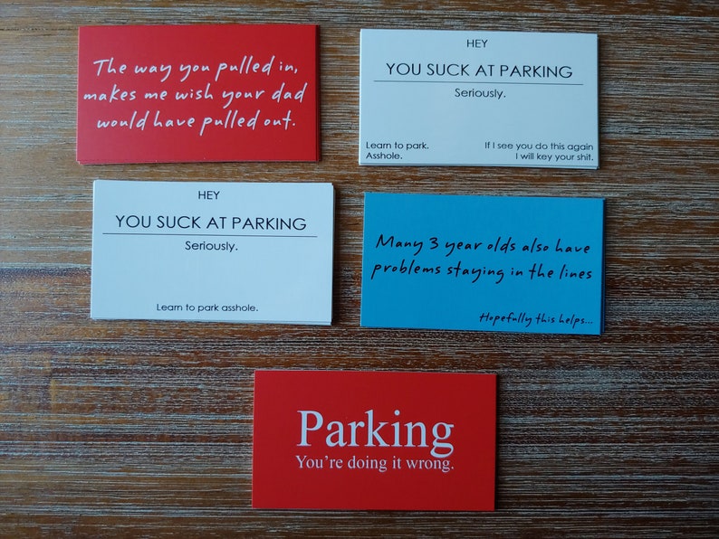 Bad Parking Offensive Parking Cards Assortment - Etsy