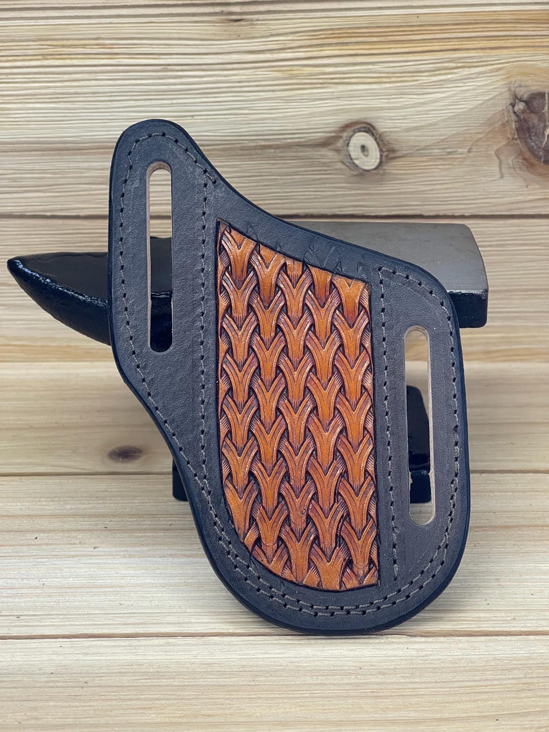 Handmade Left Hand Leather Pancake Style Pocket Knife Belt Sheath in ...