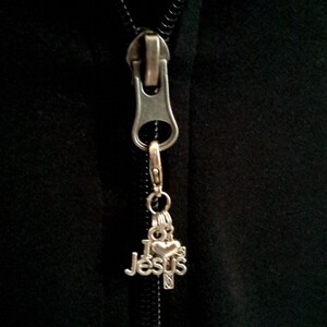 I Love Jesus Zipper Pull With Mini Cross Silver Tone Metal Charm ...
