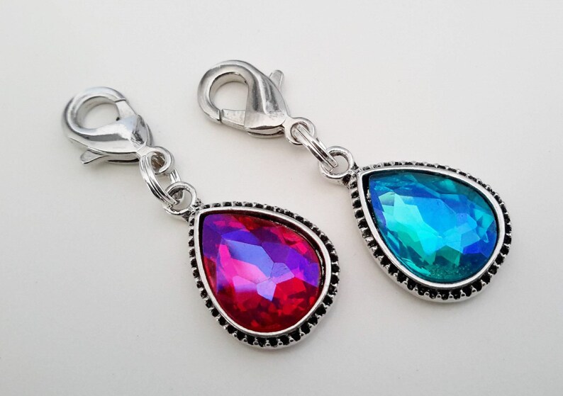 Crystal Zipper Charm Pink or Blue Crystal Zipper Pull Midori - Etsy