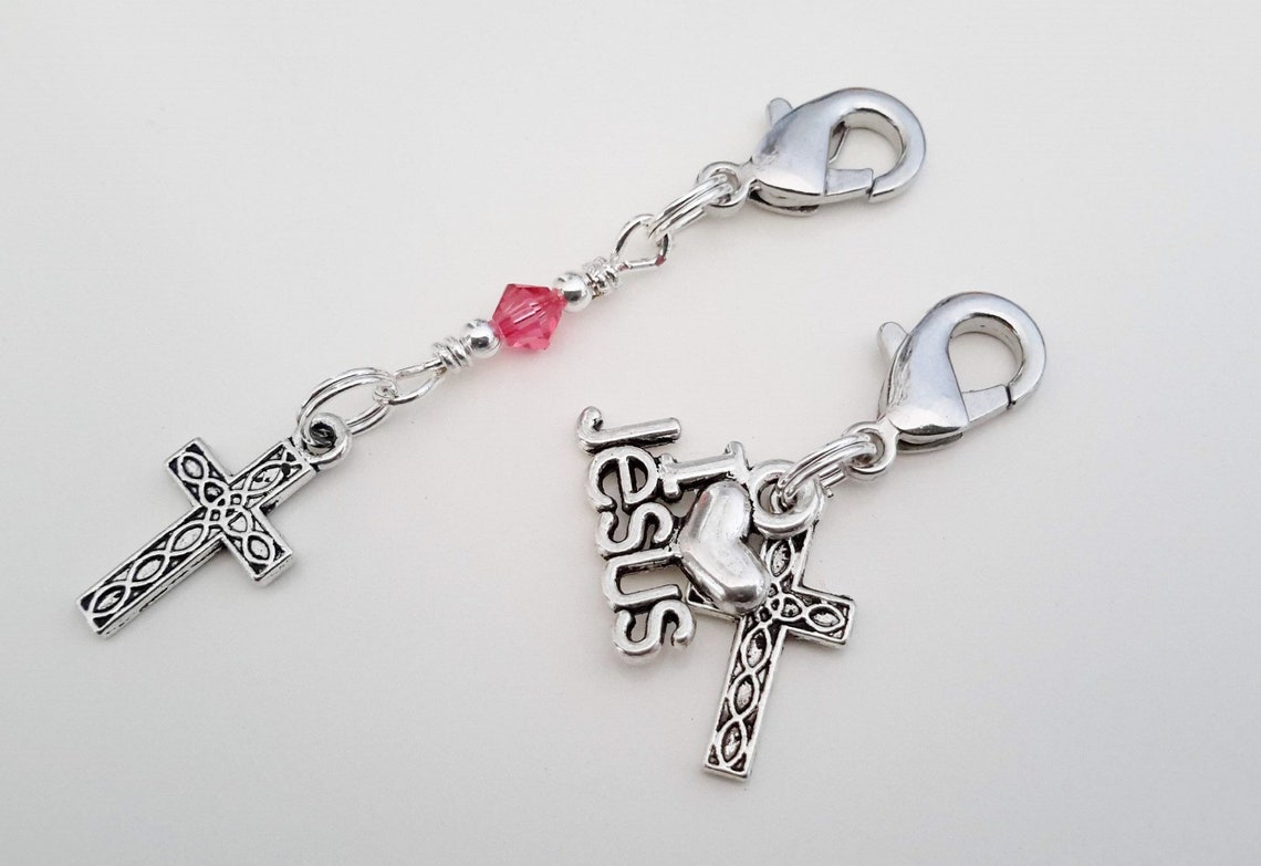 Set of Mini Cross Zipper Pulls Tiny Cross Planner Charm I Love | Etsy