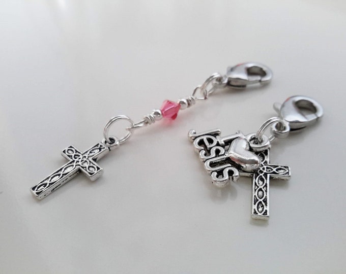 Set of Mini Cross Zipper Pulls Tiny Cross Planner Charm I Love Jesus ...