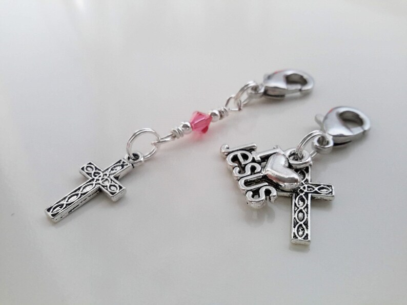 Set of Mini Cross Zipper Pulls Tiny Cross Planner Charm I Love | Etsy