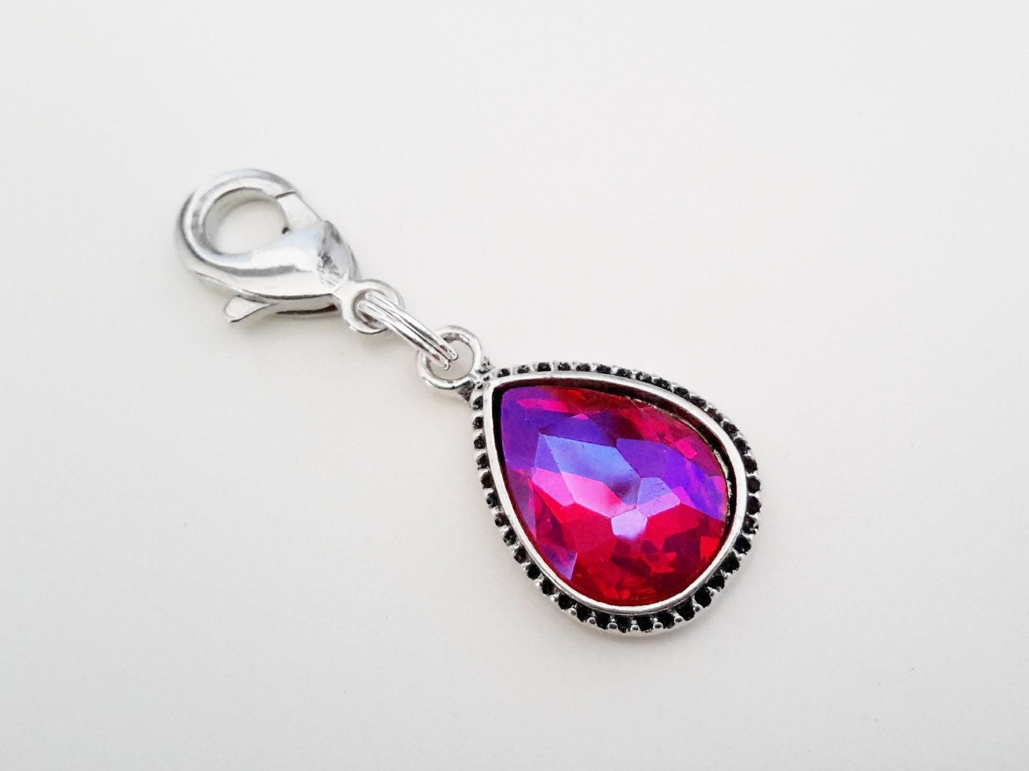 Crystal Zipper Charm Pink or Blue Crystal Zipper Pull Midori - Etsy