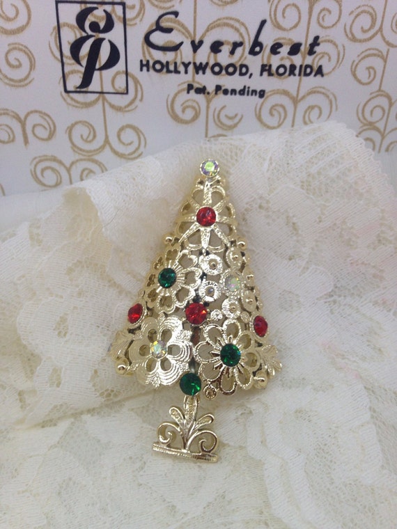 Tancer II Vintage Christmas Tree brooch | Etsy