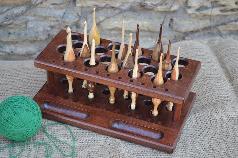 Large 33 Holes Crochet Hooks Organizer Wooden Crochet Hook | Etsy