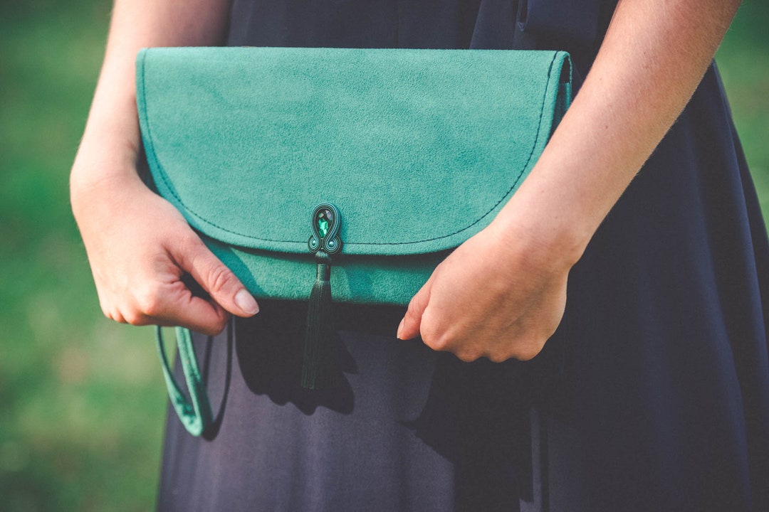 Emerald Mint Bottle Green Soutache HANDBAG CLUTCHES Wedding Party ...