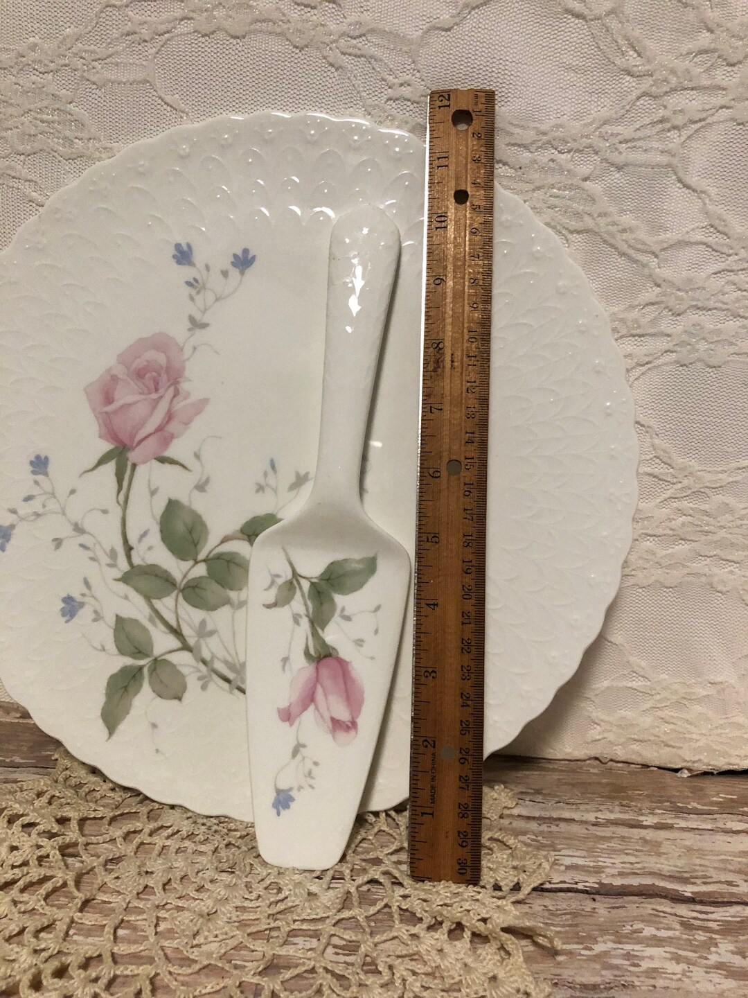 Vintage Cake Plate With Cake Knife, Floral Cake Plate With Cake Knife ...