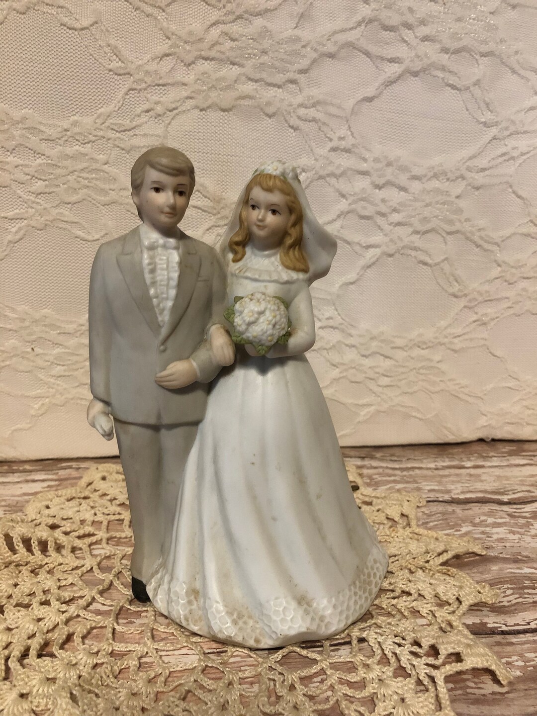 Vintage Ceramic Musical Bride and Groom Wedding Cake Topper - Etsy