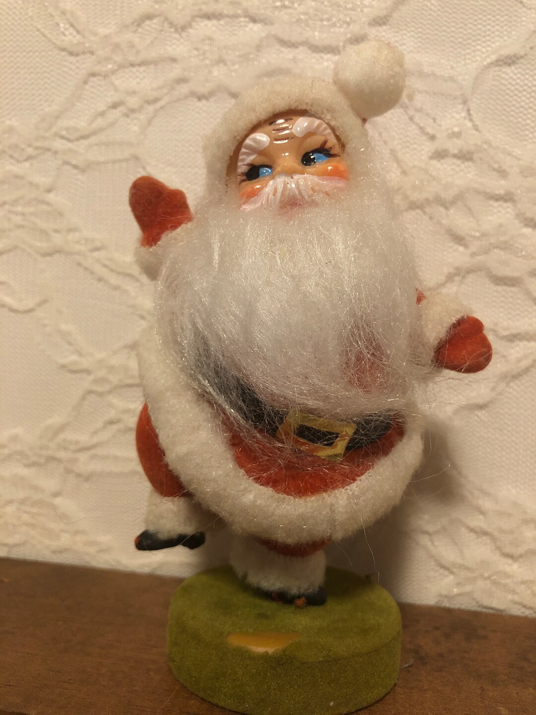Vintage Flocked Dancing Santa, Vintage Flocked Santa - Etsy
