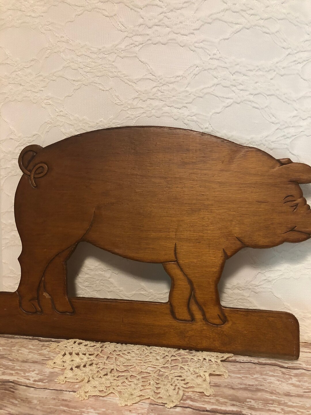 Vintage Wood Pig Wall Decor - Etsy
