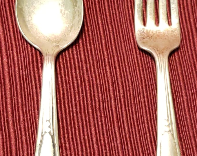 Vintage Fairfield Silver Plate Child Fork and Spoon Utensil Set, Baby ...