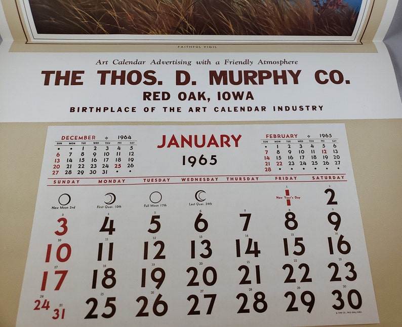 Vintage 1965 Art in Advertising Calendar Sample Reproduction - Etsy