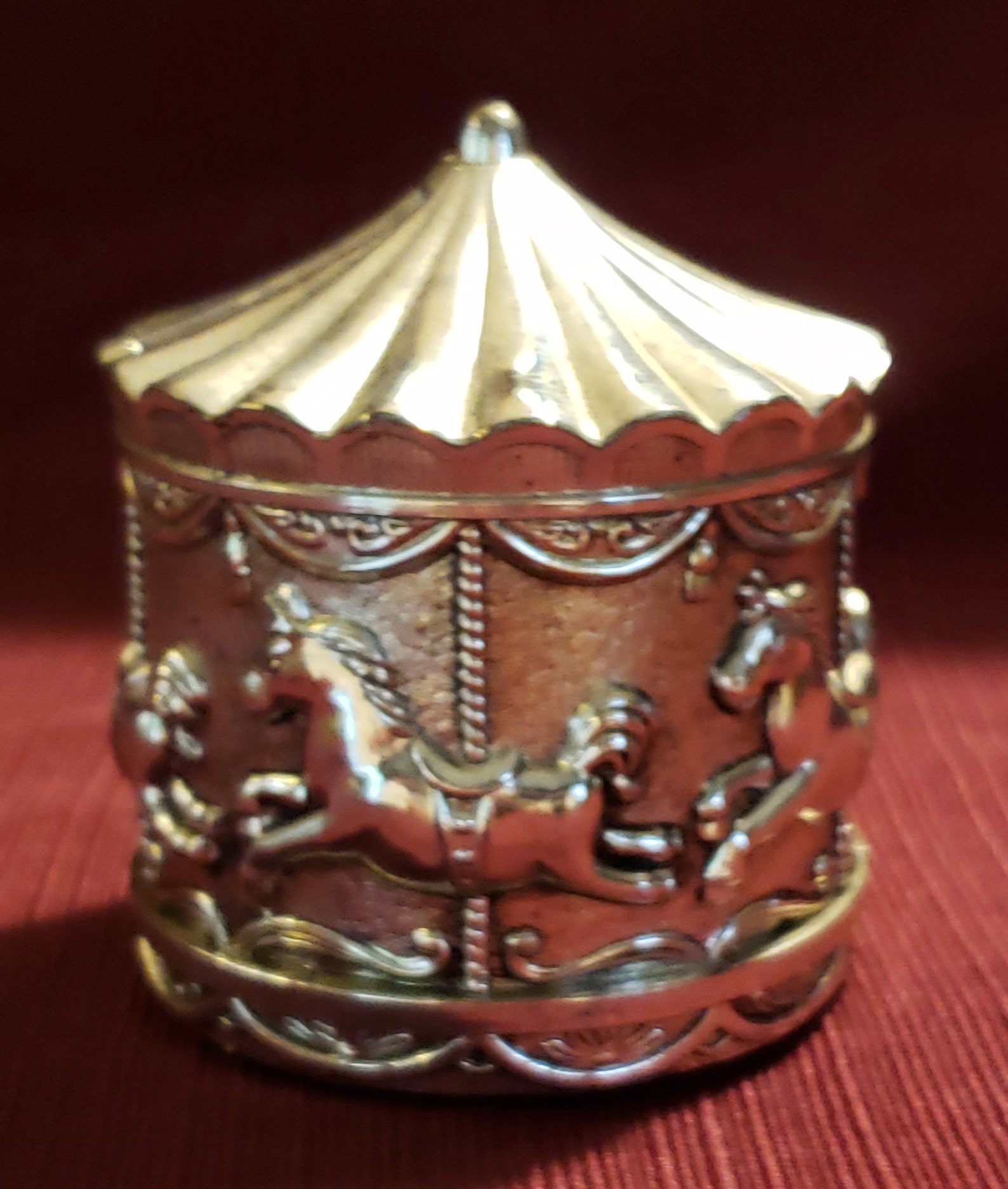 Vintage Silver Colored Carousel Bank With Removable Plug | Etsy