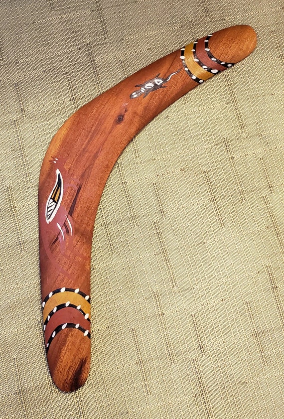 Boomerang de madera vintage pintado a mano de Australia con un - Etsy ...
